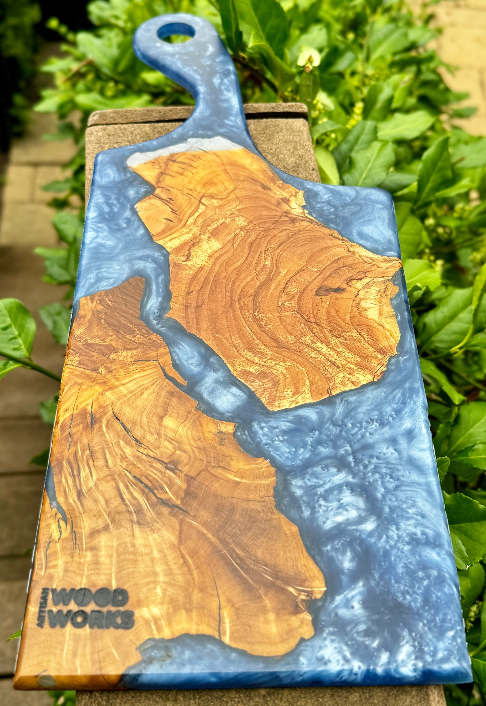 Large Exotic Wood and Epoxy Board With Handle (cutting Board ...