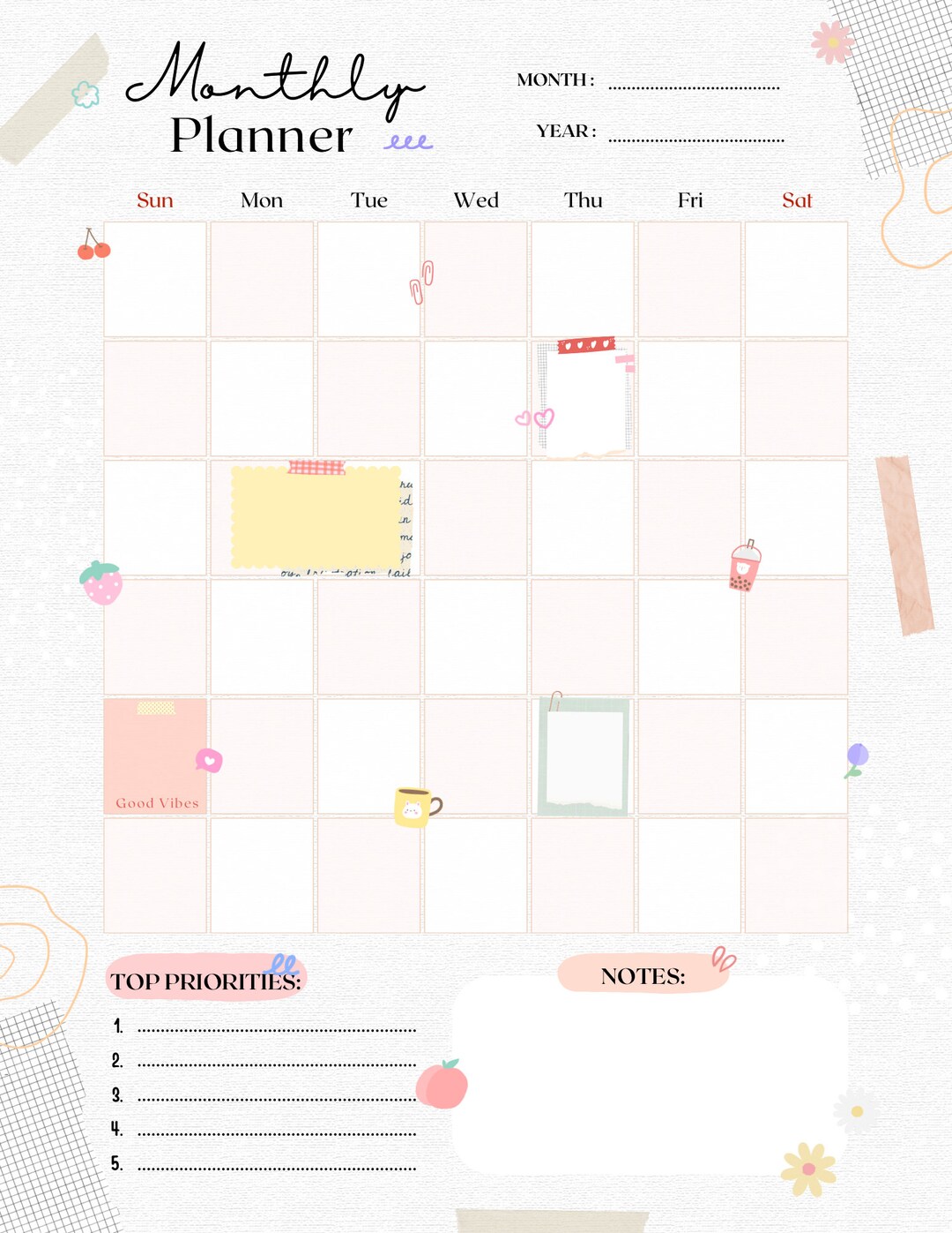 Planner Digital and Printable Monthly 2024 Notes - Etsy