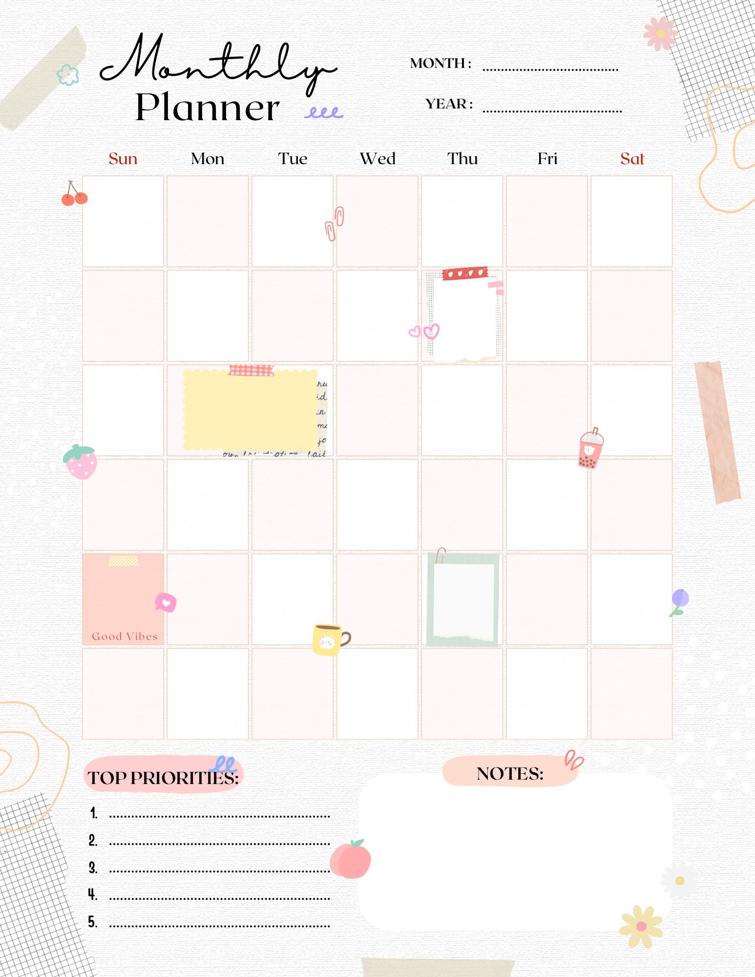 Planner Digital and Printable Monthly 2024 Notes - Etsy