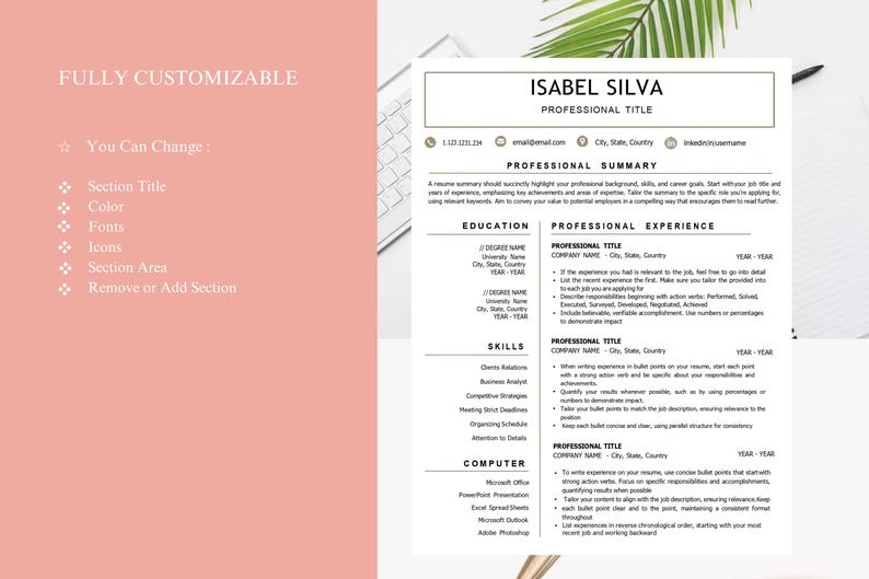 Resume CV Templates for Google Docs, Word, Apple Pages | Professional ...