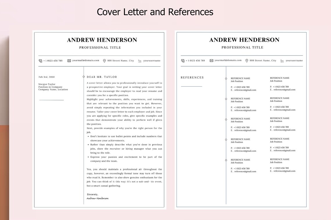 Professional Resume Template for MS Word, Mac Pages, Google Docs Resume ...