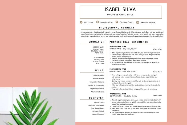 Resume CV Templates for Google Docs, Word, Apple Pages | Professional ...