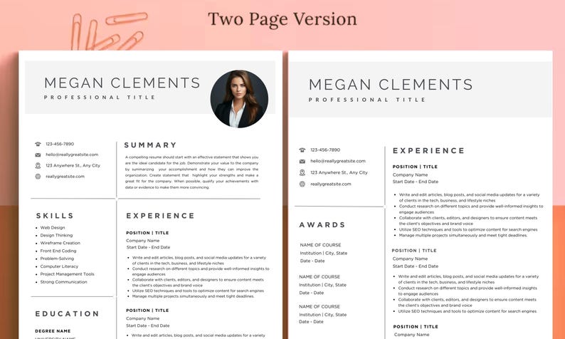 Resume Template, Canva Resume Template, Elegant Simple Resume, Resume ...
