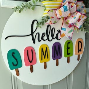 Wood "hello Summer Popsicle" Door Hanger, Front Door Decor, 3D ...