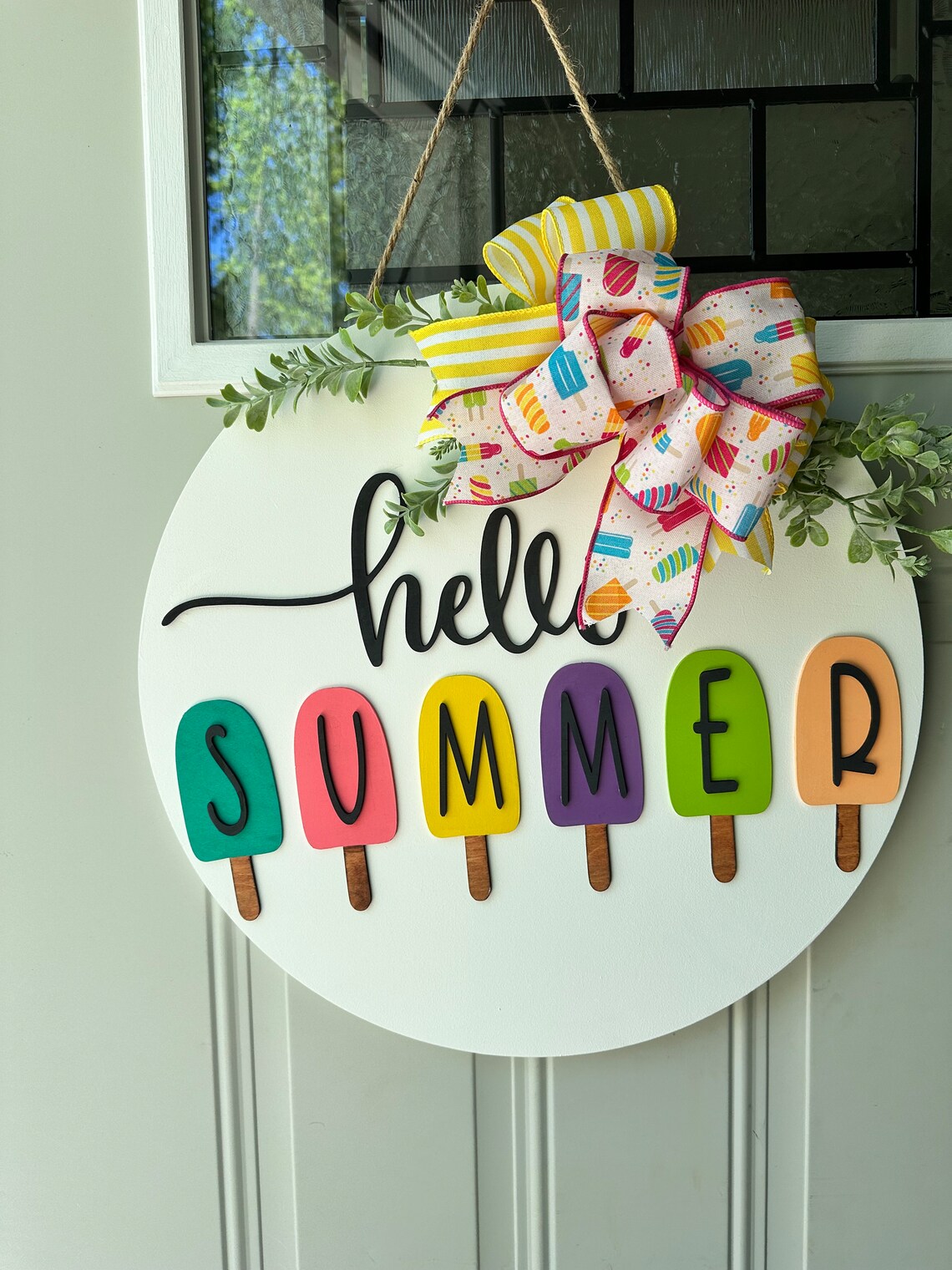 Wood "hello Summer Popsicle" Door Hanger, Front Door Decor, 3D ...