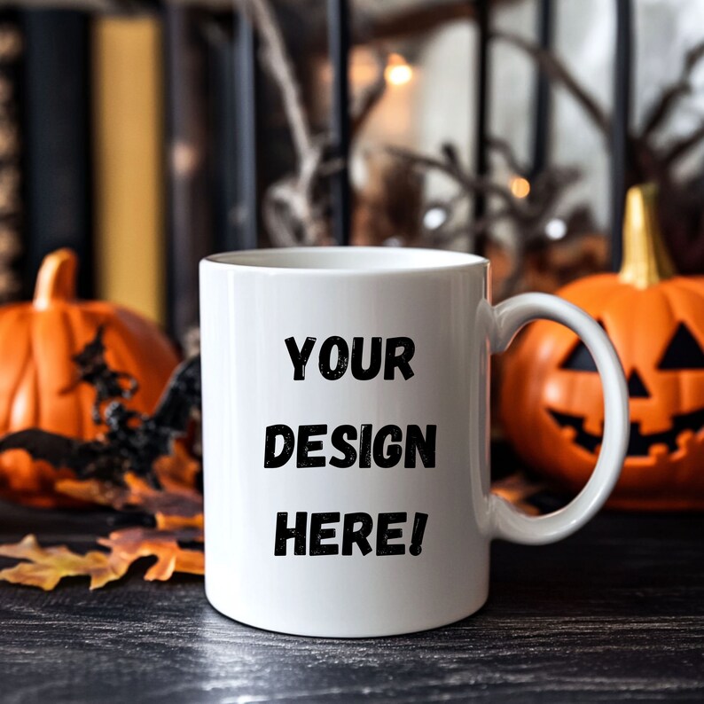 Halloween Coffee Mug Mockup White Coffee Cup Mockup for Halloween ...