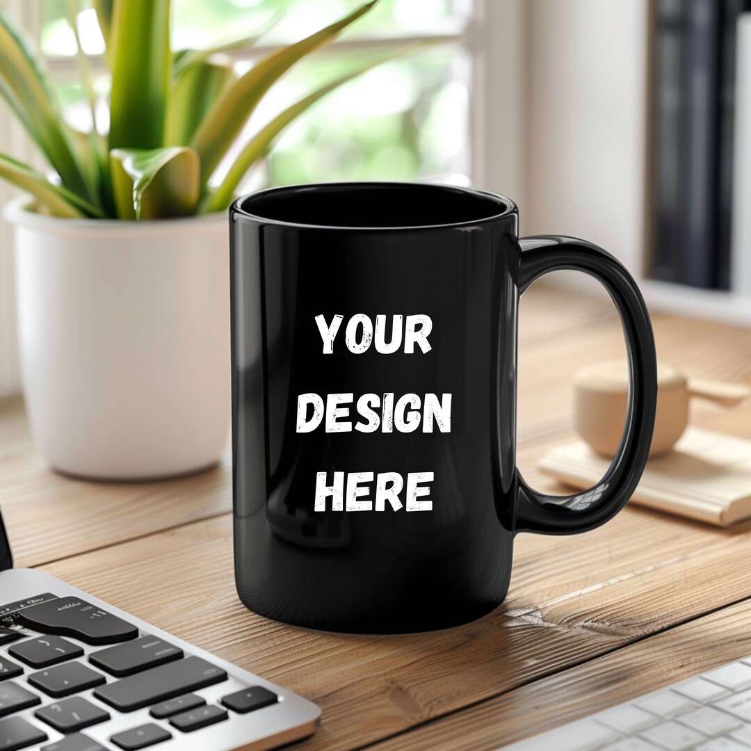 Black Coffee Mug Mockup Black Coffee Cup Mockup POD Coffee Mug 15 Oz ...