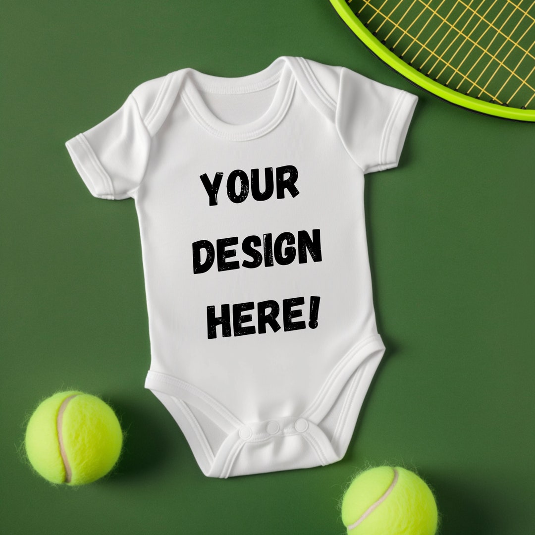 Tennis Baby Mockup for Tennis POD Mockup Tennis Baby Bodysuit Mockup ...