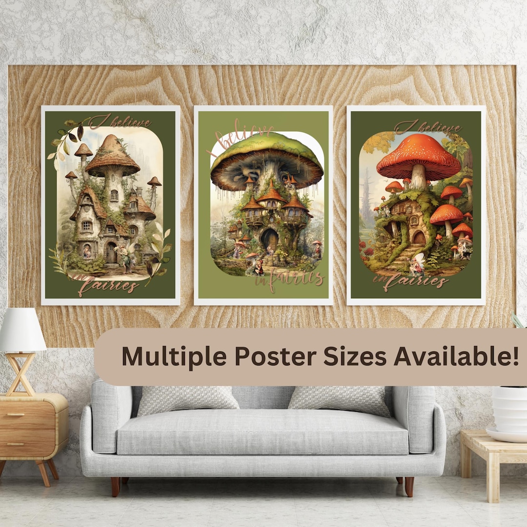 Cottagecore Fairy Poster Dark Academia Vintage Wall Art Mushroomcore ...