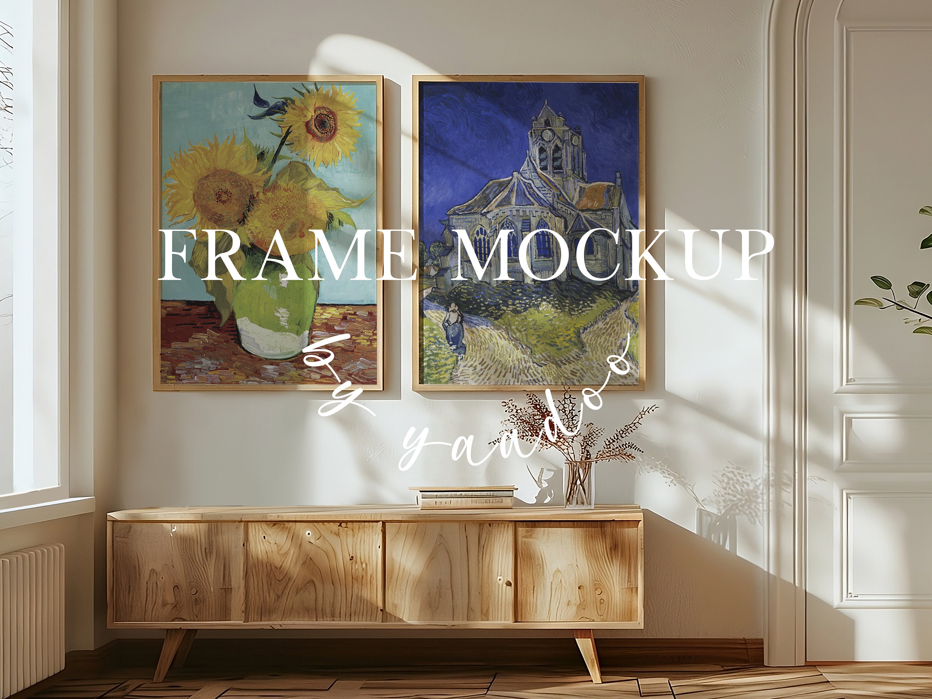 Two Frame Mockup, Vertical Frame Mockup for Photoshop, Wood Frame PSD ...