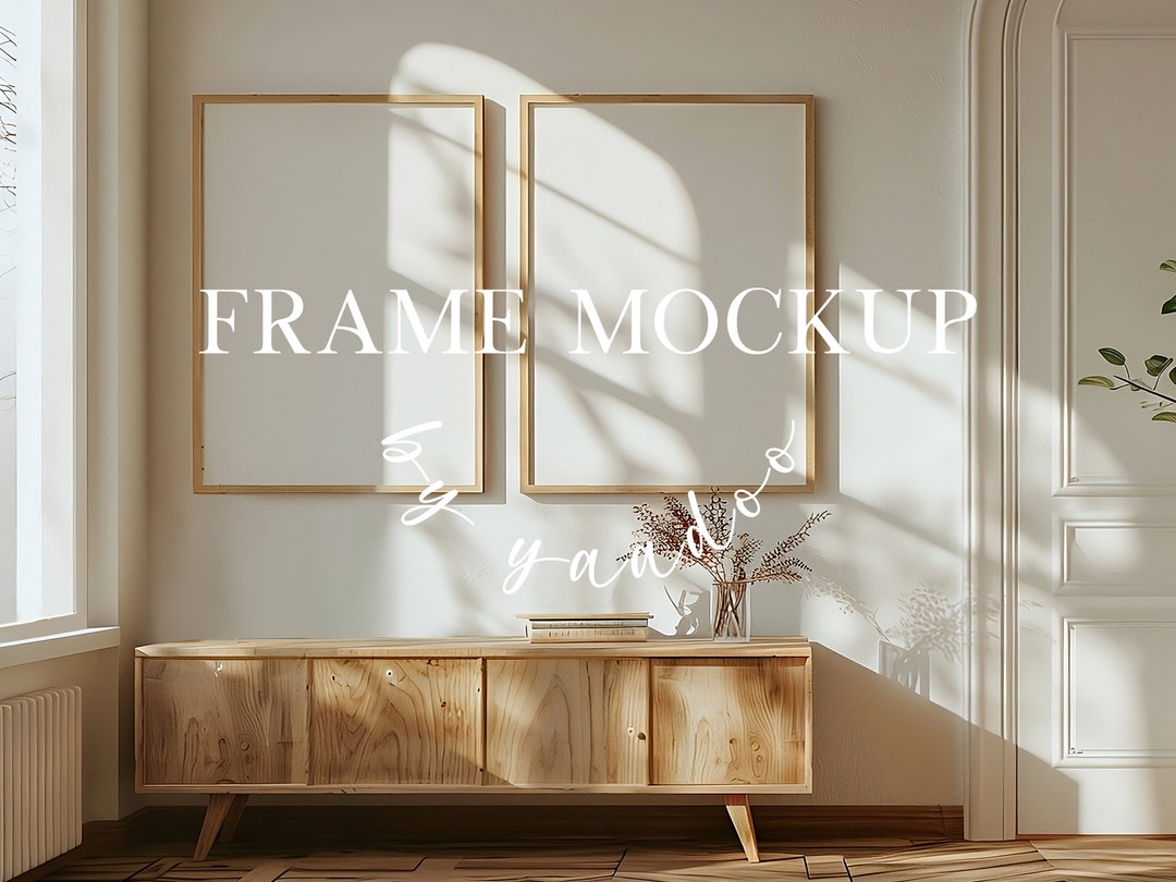 Two Frame Mockup, Vertical Frame Mockup for Photoshop, Wood Frame PSD ...