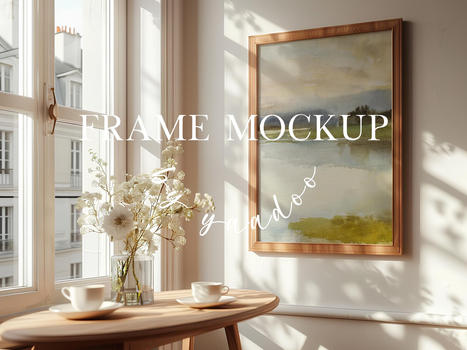 DIN A Vertical Frame Mockup, Frame Template for Photoshop, Wood Frame ...