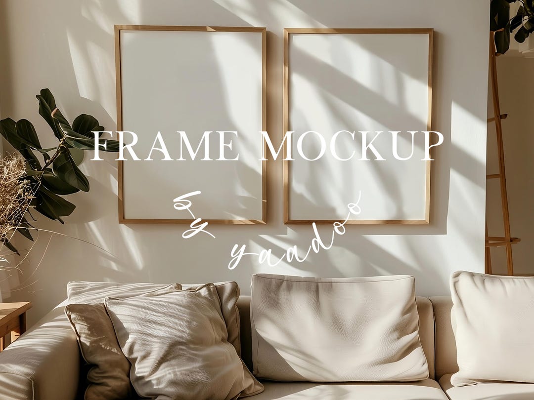 Two DIN A Vertical Frame Mockup, Frame Template for Photoshop, Wood ...