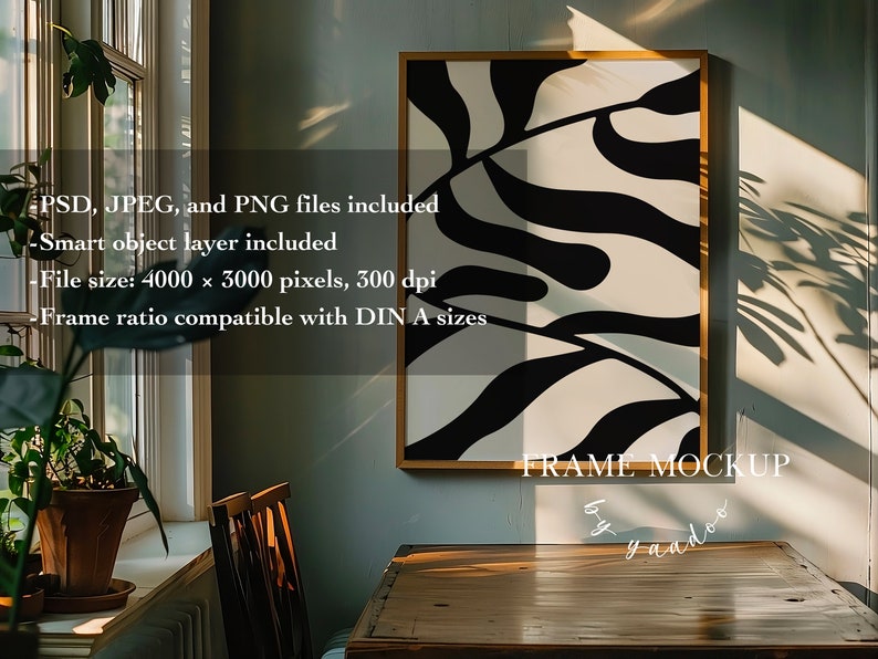 DIN A Vertical Frame Mockup, Frame Template for Photoshop, Wood Frame ...