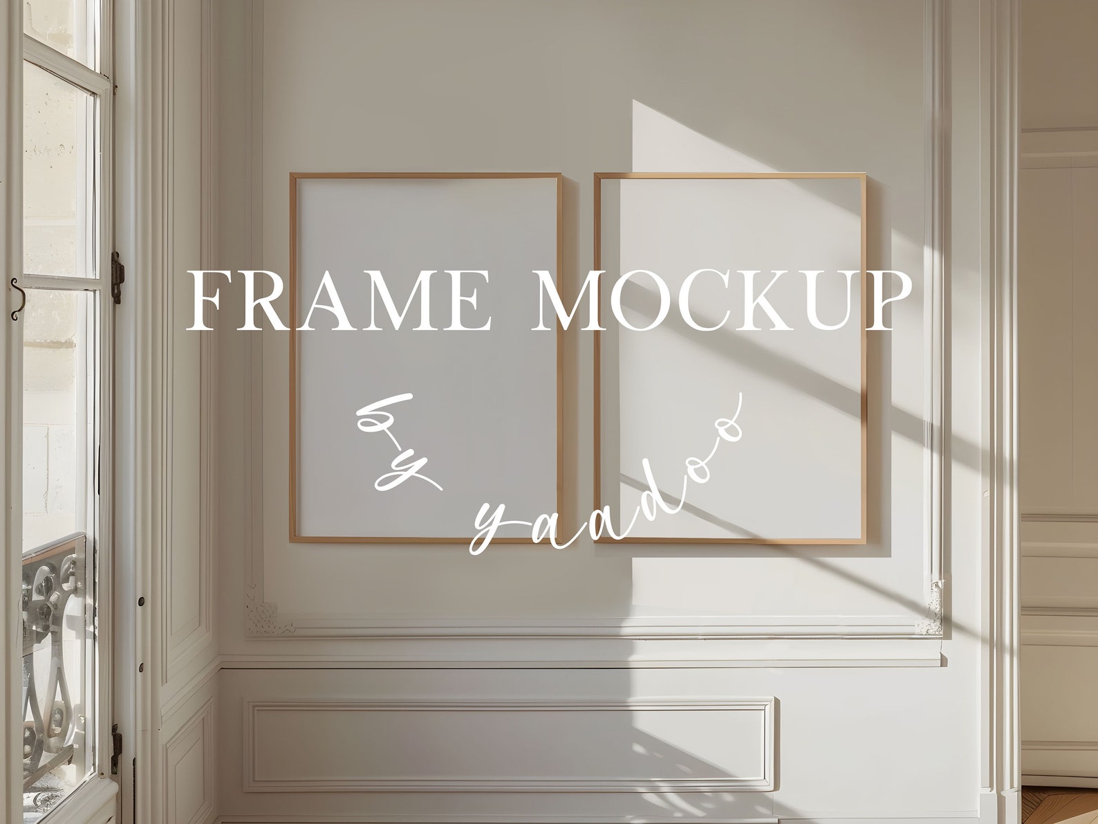 Two DIN A Vertical Frame Mockup, Frame Template for Photoshop, Wood ...