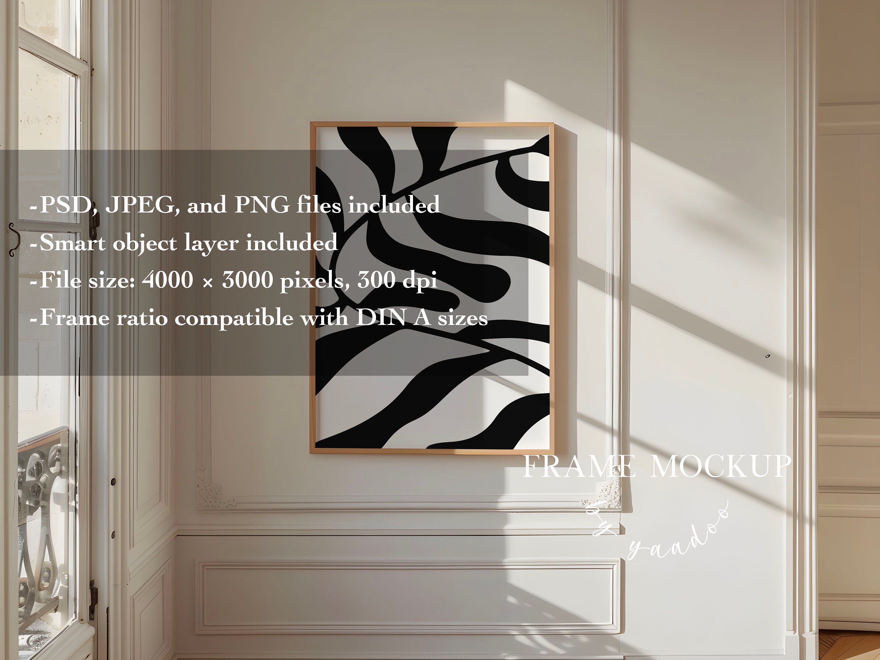 DIN A Vertical Frame Mockup, Frame Template for Photoshop, Wood Frame ...