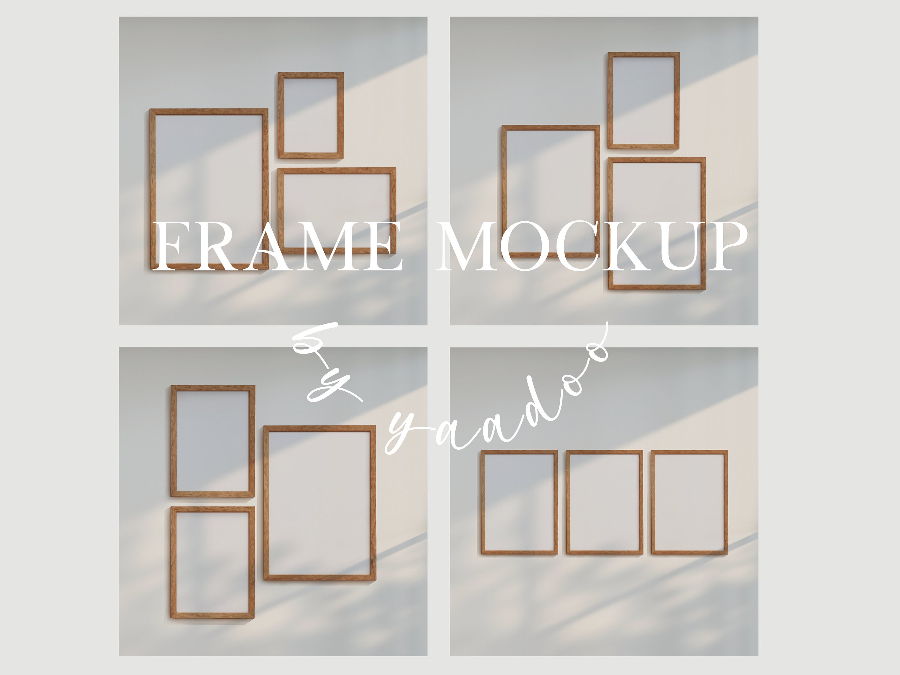 Set of 4 Frame Mockups-three Frame Mockups,din A4 Wood Frame Mockup ...