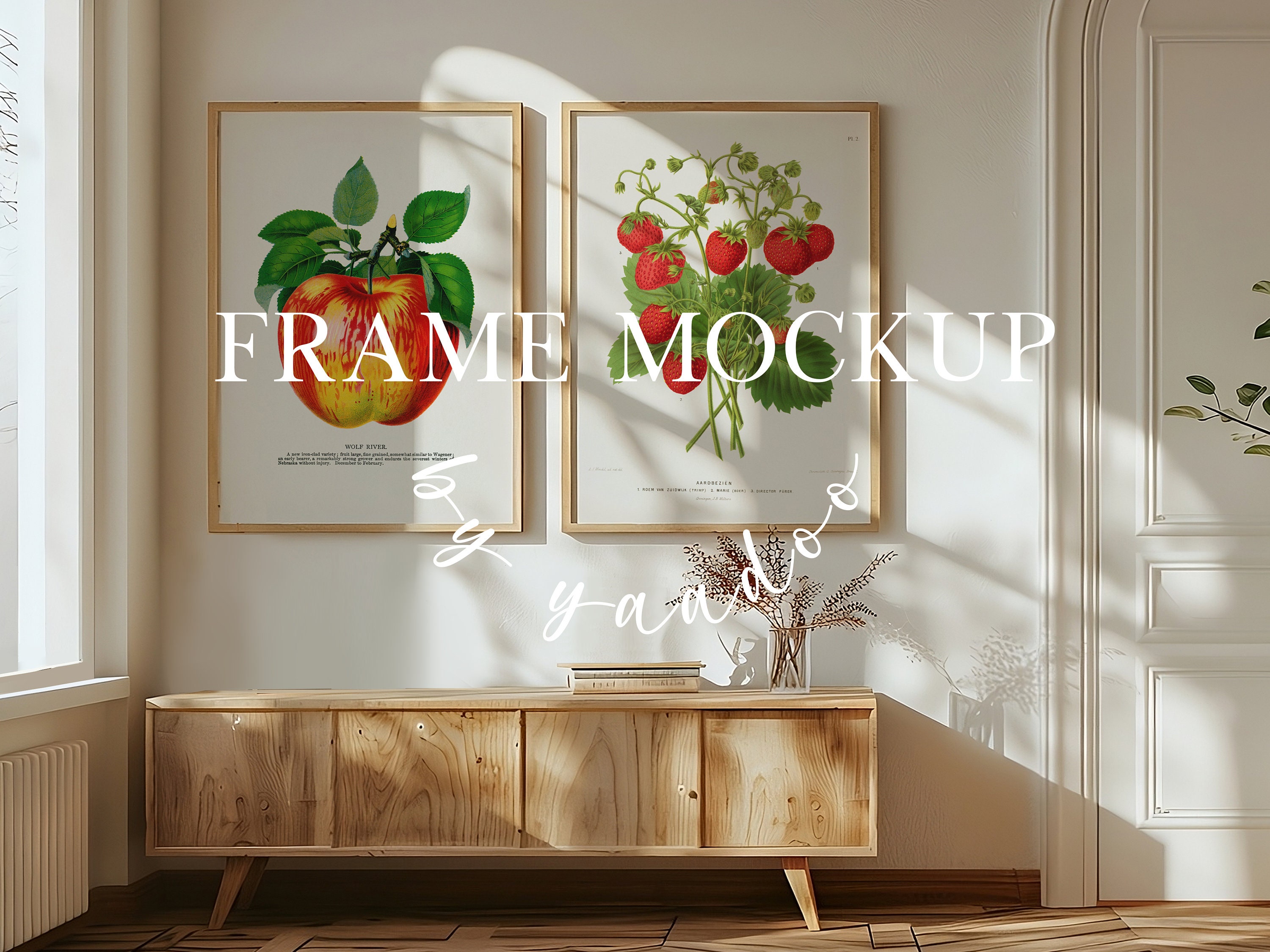 Two Frame Mockup, Vertical Frame Mockup for Photoshop, Wood Frame PSD ...