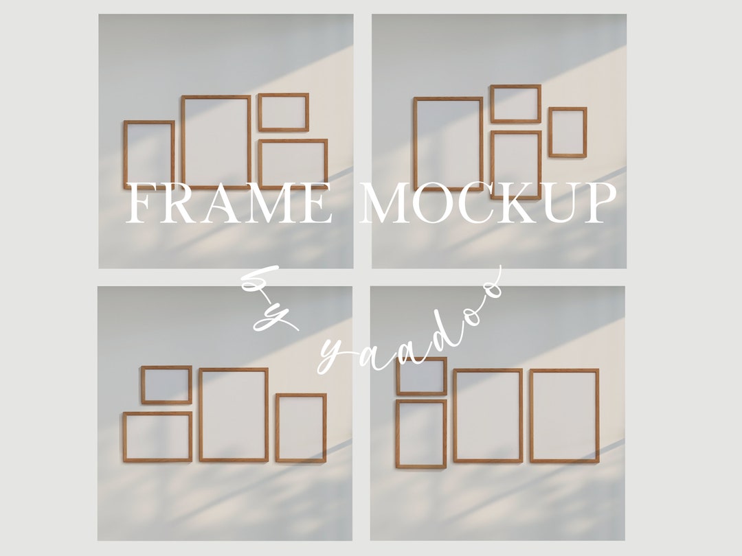 Set of 4 Frame Mockups- Four Frame Mockups,din A4 Wood Frame Mockup ...