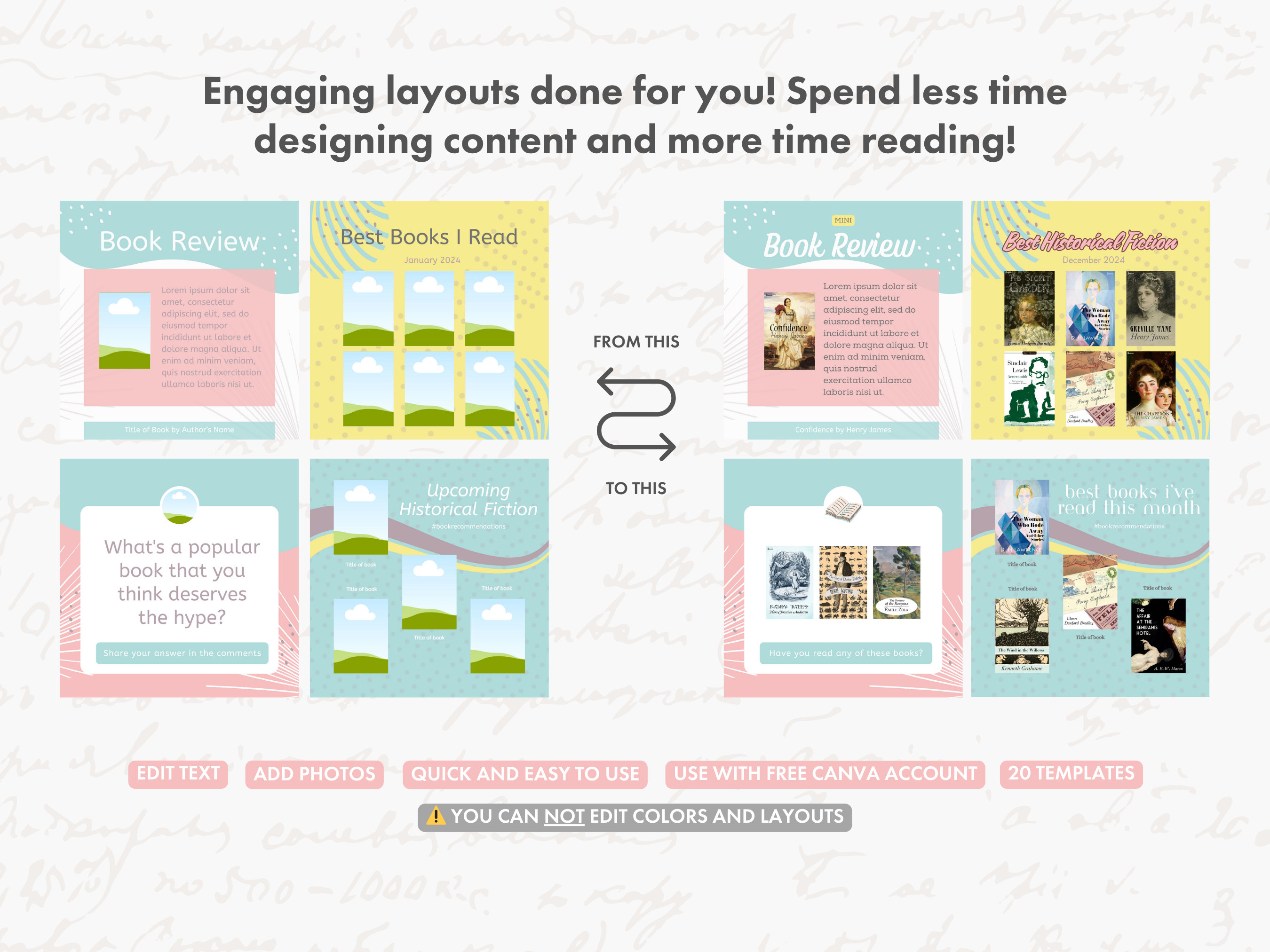 Bookstagram Templates, Book Instagram Template, Instagram Bookstagram ...