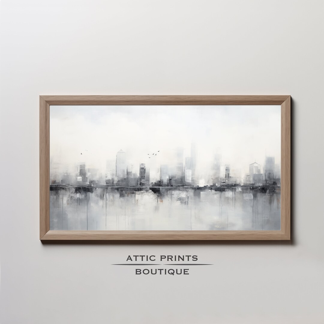 Printable Abstract Cityscape Painting, Contemporary Muted Gothic Print ...