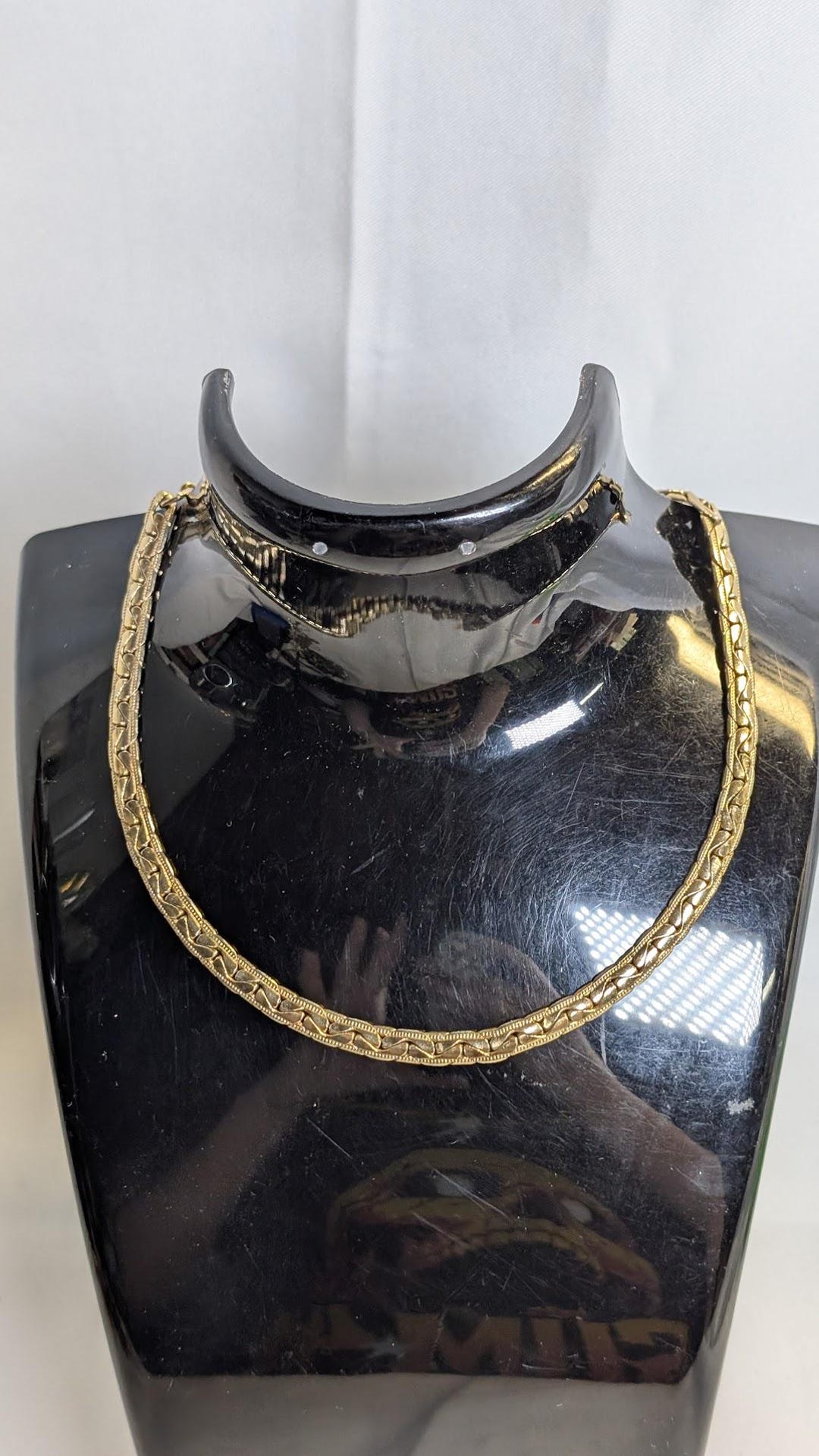 Vintage Intricate Gold Tone Chain Collar Necklace 16" With Hook Clasp ...