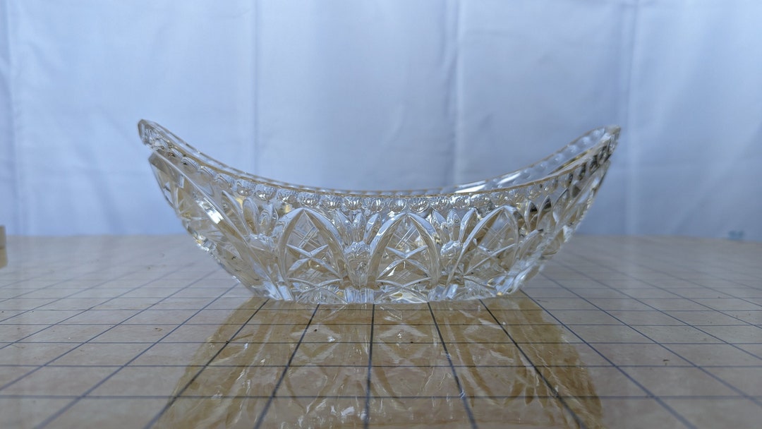 Vintage Cut Glass Candy Boat Dish | 10 Inch | Very Detailed Design - Etsy