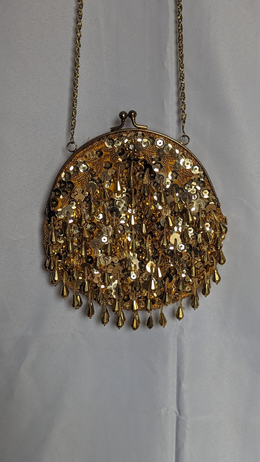 1980s Vintage Round Gold Beeded Bag With Embellishments and Sparkle - Etsy