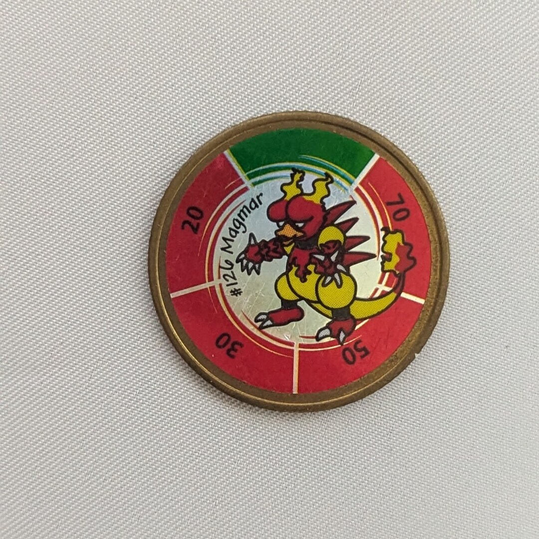 Vintage Pokemon Battle Coin, Metal, Heavy, Gold Tone | #126 Magmar - Etsy
