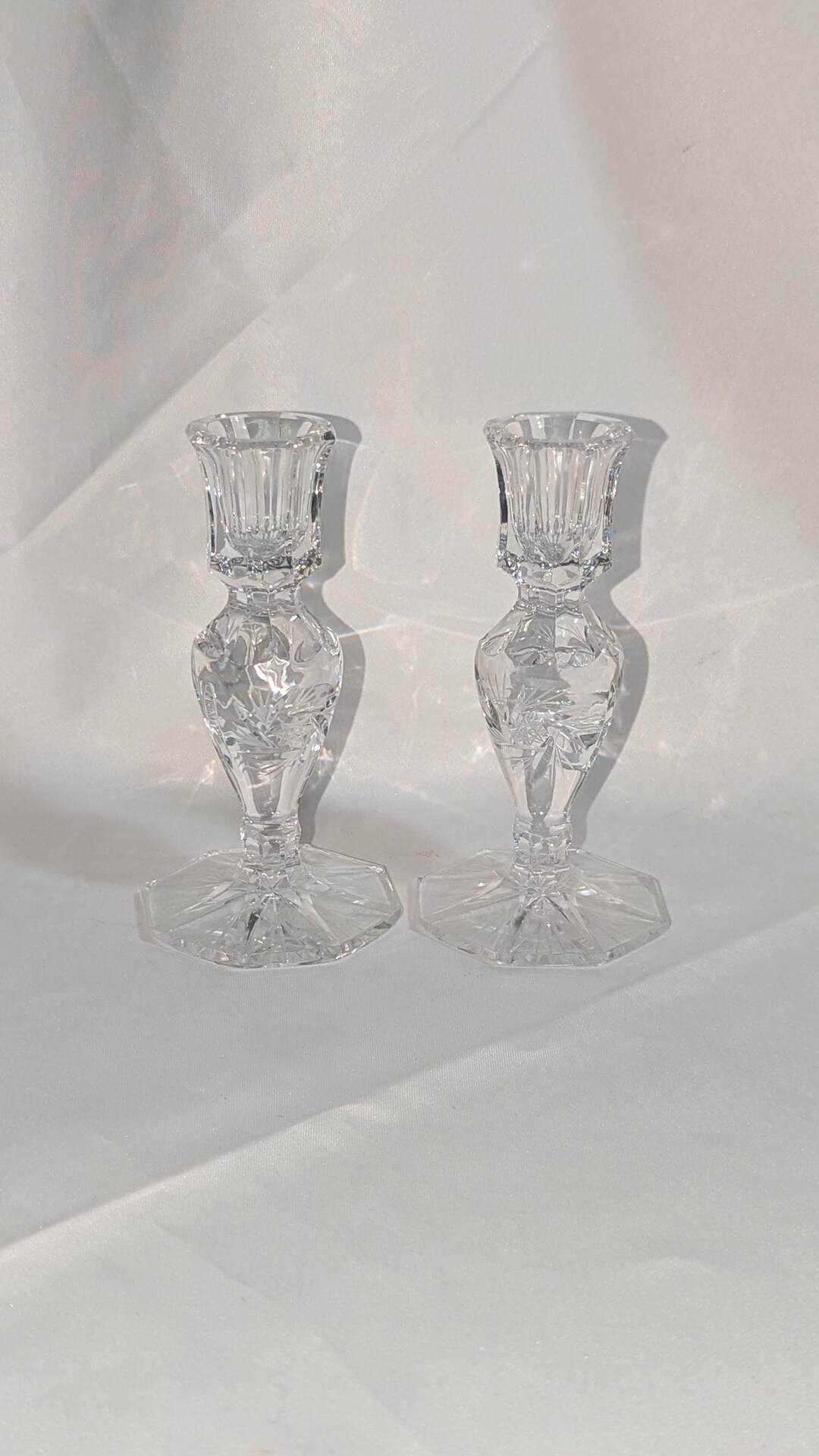 Vintage Crystal Candle Holders With Pinwheel Design 5.5 High - Etsy