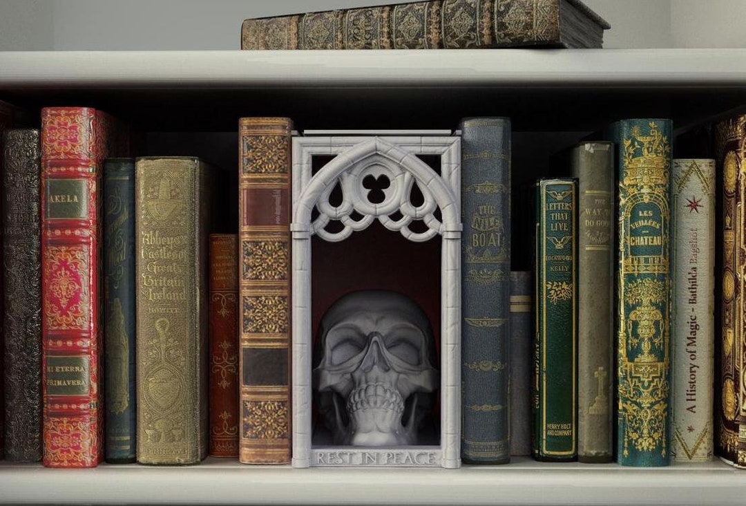 Gothic Skull LED Book Nook Diorama Bookend for Book Shelf Halloween ...