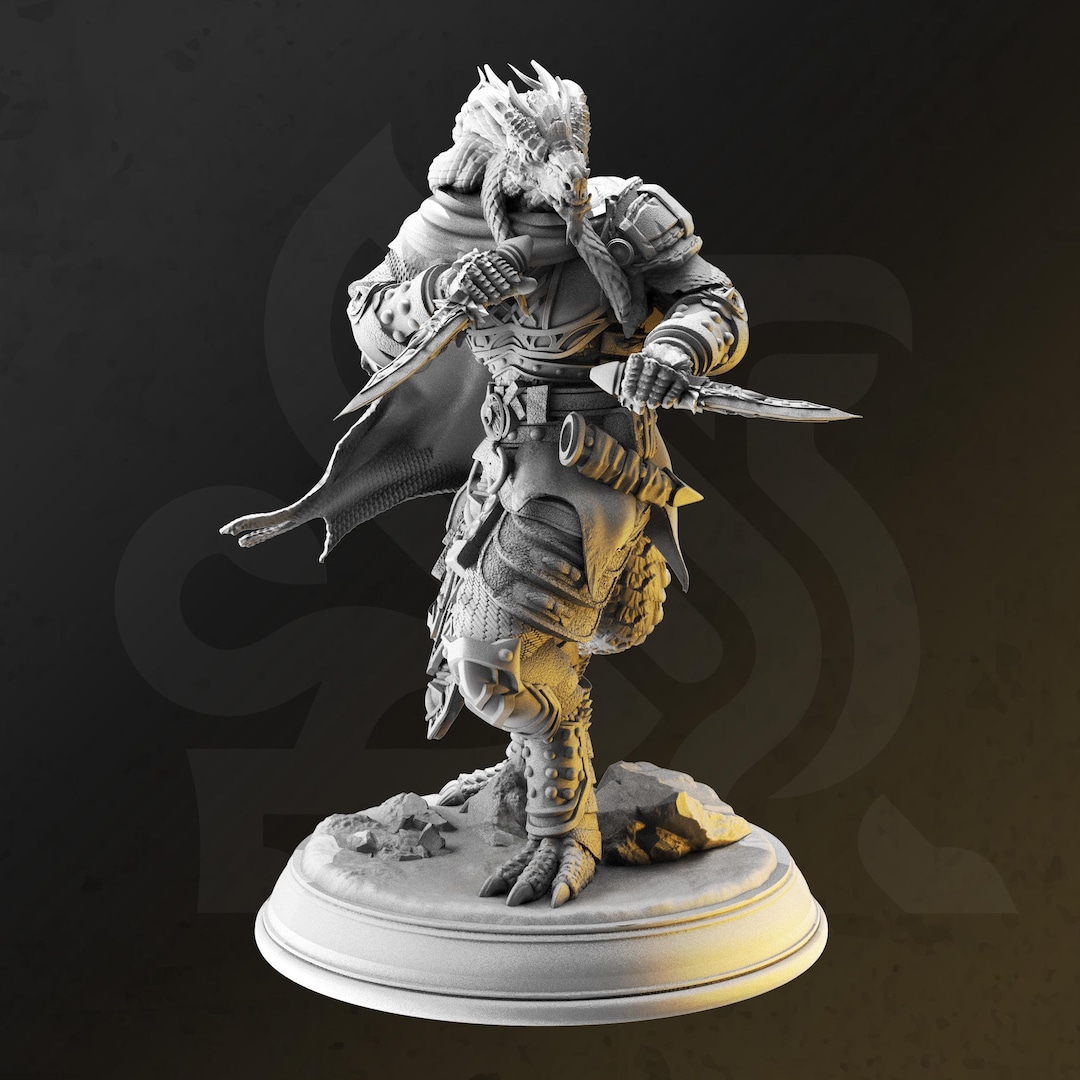 Dragonborn Rogue Assassin - Umbrascale DM Stash Miniature D&D 5E 32mm ...