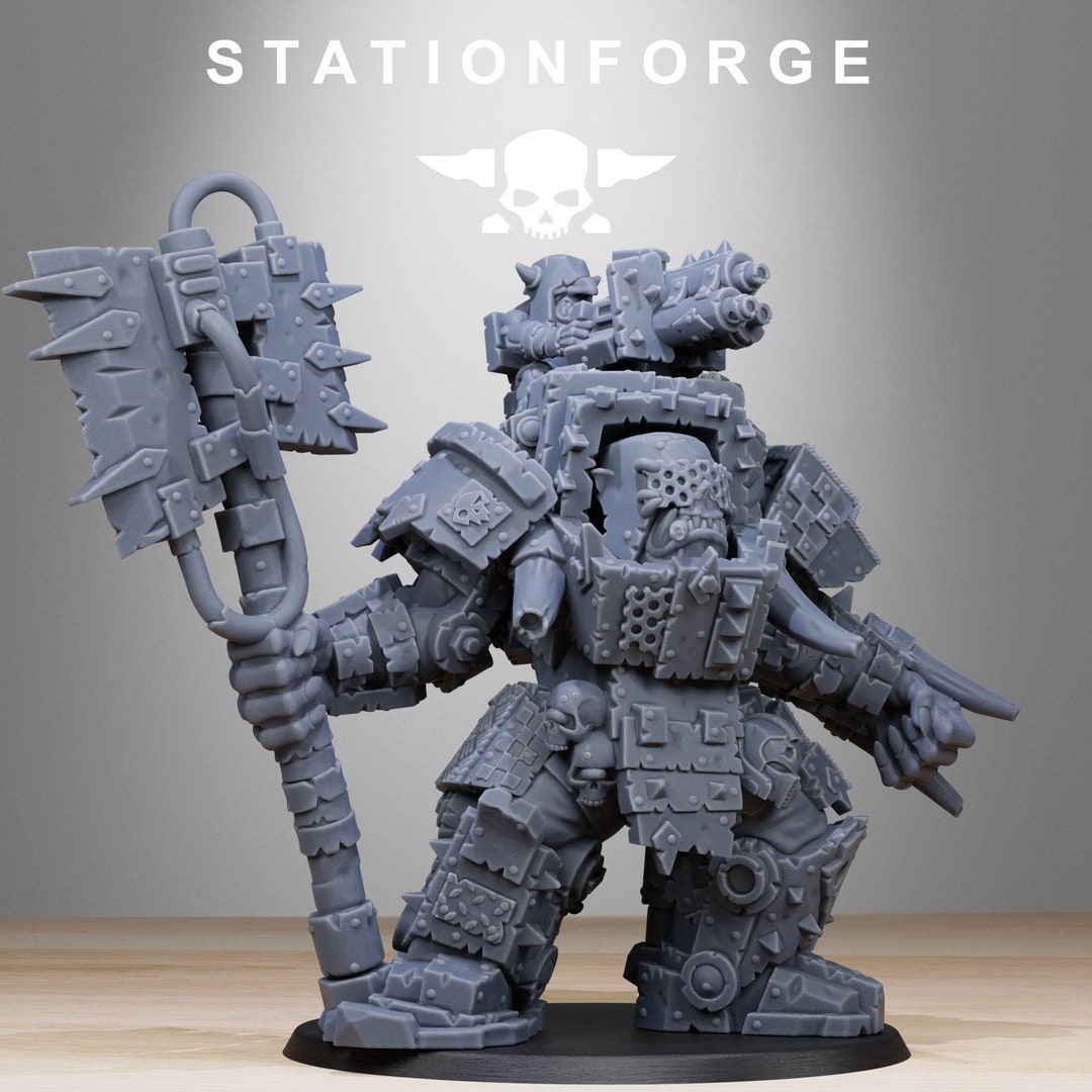 Orkaz Commander - Orc War Boss - Mega Armor - Miniature by Station ...
