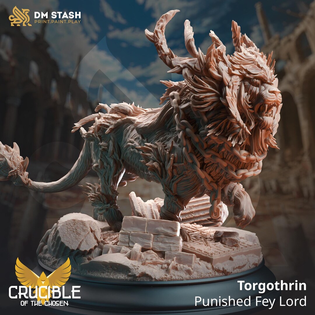 Chained Lion Punished Fey Lord - Torgothrin DM Stash Miniature Model D ...