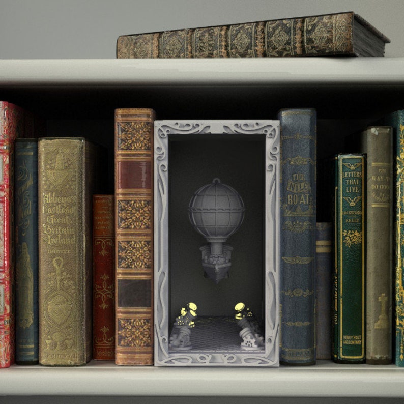Airship Hangar LED Book Nook Diorama Bookend for Book Shelf - Etsy