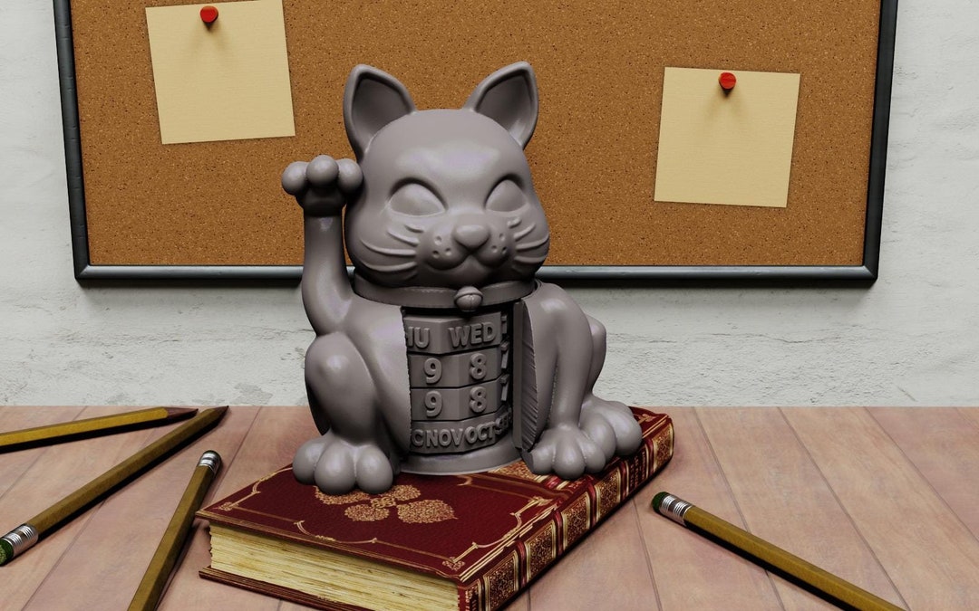 Adorable Kitty Cat Rotating Desk Calendar 2 Sizes Available, Cute Cat ...