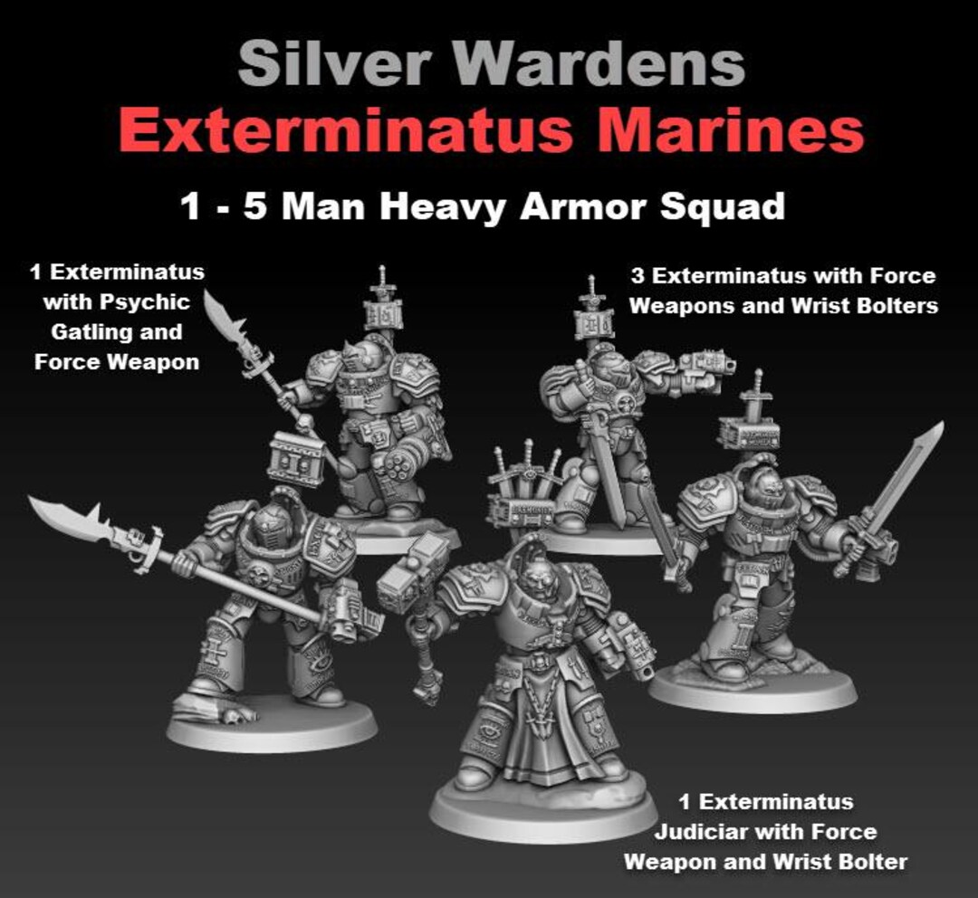Silver Wardens Exterminatus Squad | Custos Libri in Heavy Armor | DMG ...
