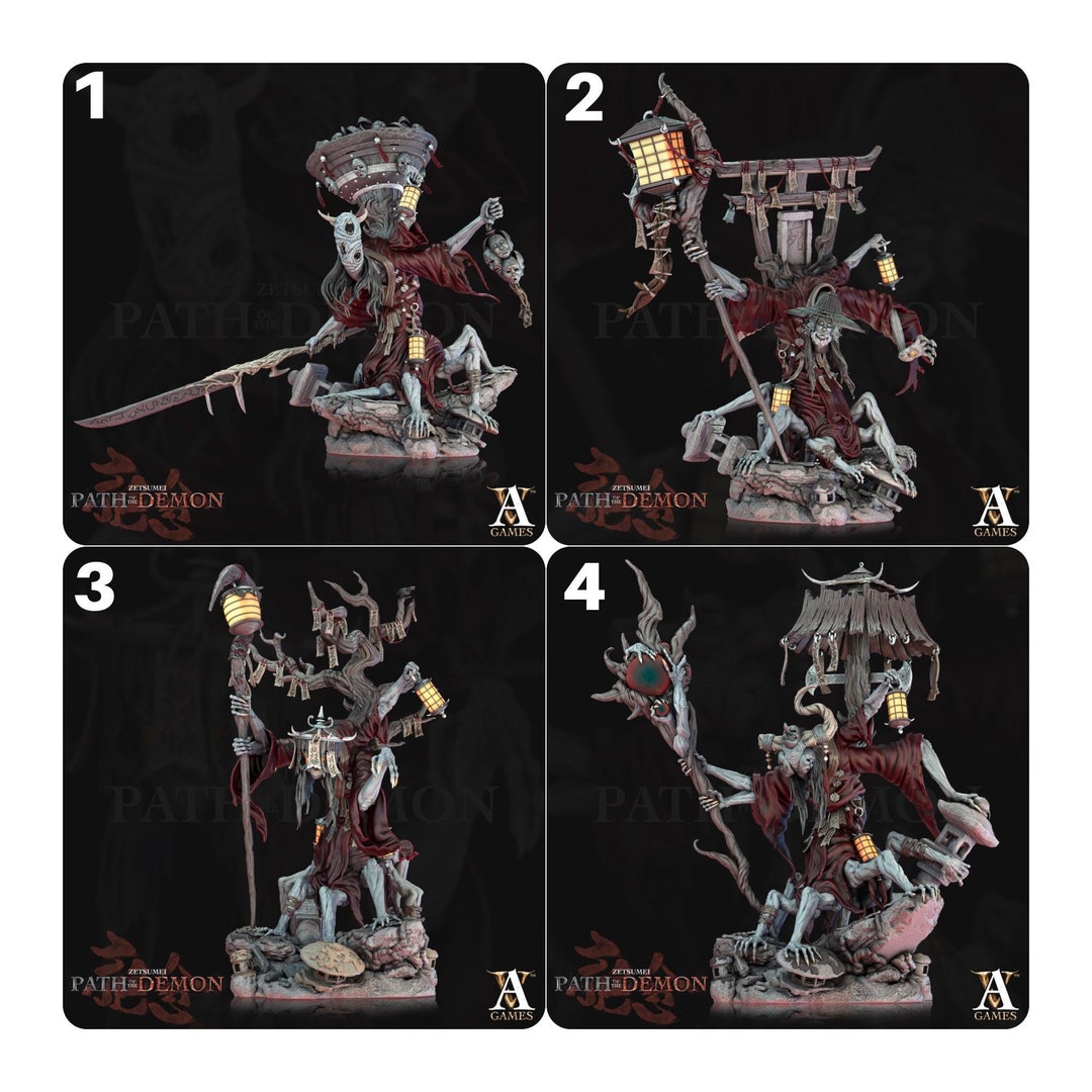 Jinja Obake Yokai Oni Minis 4 Poses Archvillain Games Path of the Demon ...