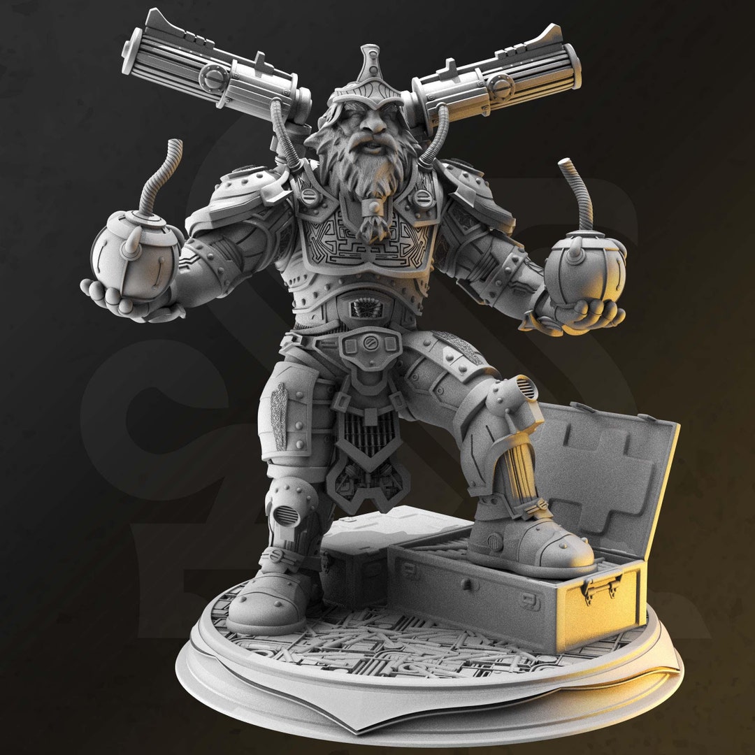 Dwarf Grenadier Engineer - Duktuk DM Stash Miniature Mini Model D&D 5E ...