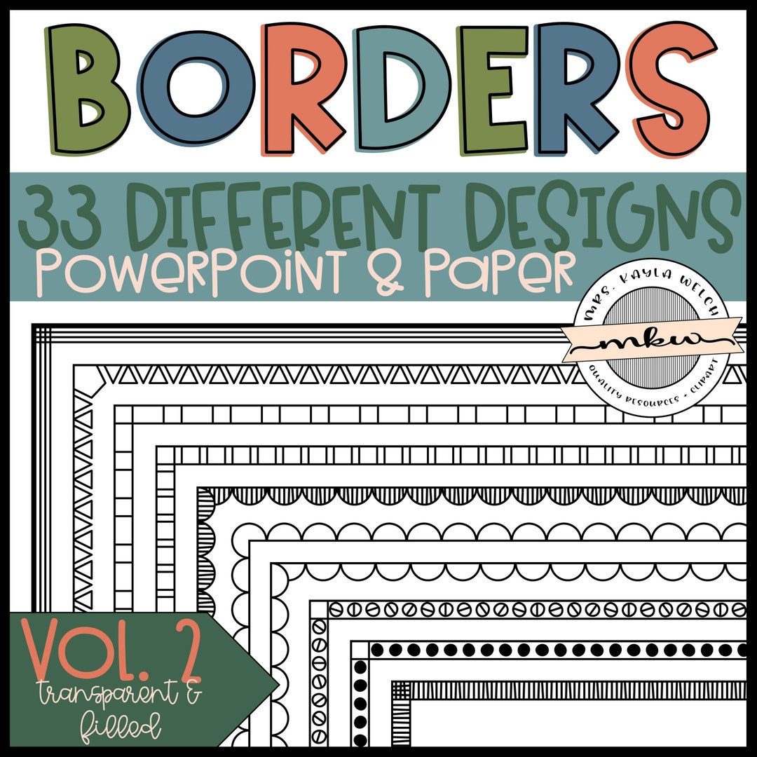 B&W Page Borders Vol. 2 Paper and Powerpoint Sizes - Etsy