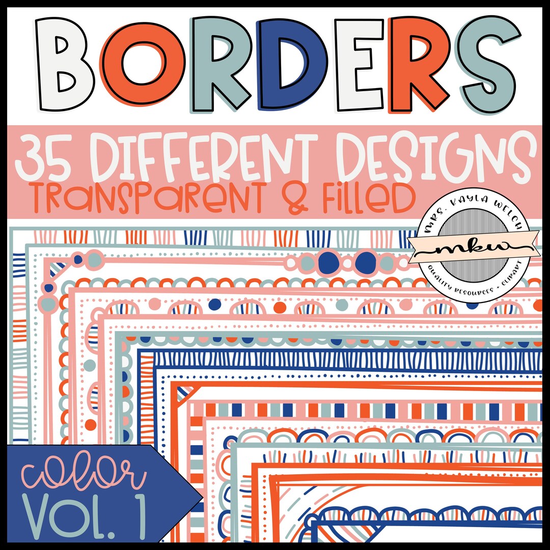 Color Page Borders Vol. 1 Doodle Paper Edge Borders - Etsy