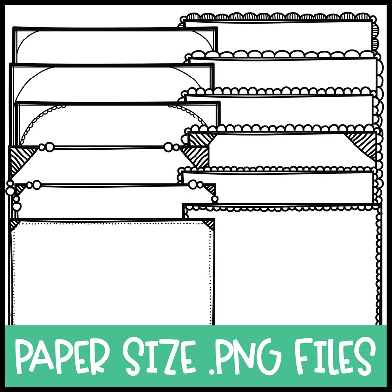 B&W Page Borders Vol. 1 Doodle Paper Edge Borders - Etsy