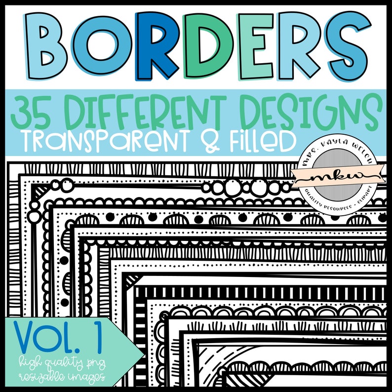 B&W Page Borders Vol. 1 Doodle Paper Edge Borders - Etsy