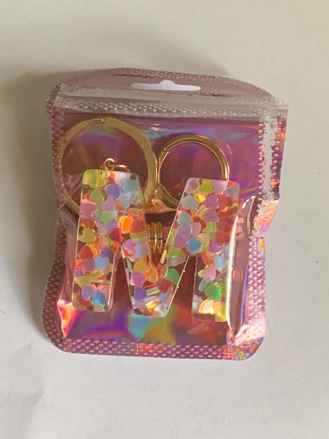 Confetti Initial Keychain, Clear Letter Charm - Etsy