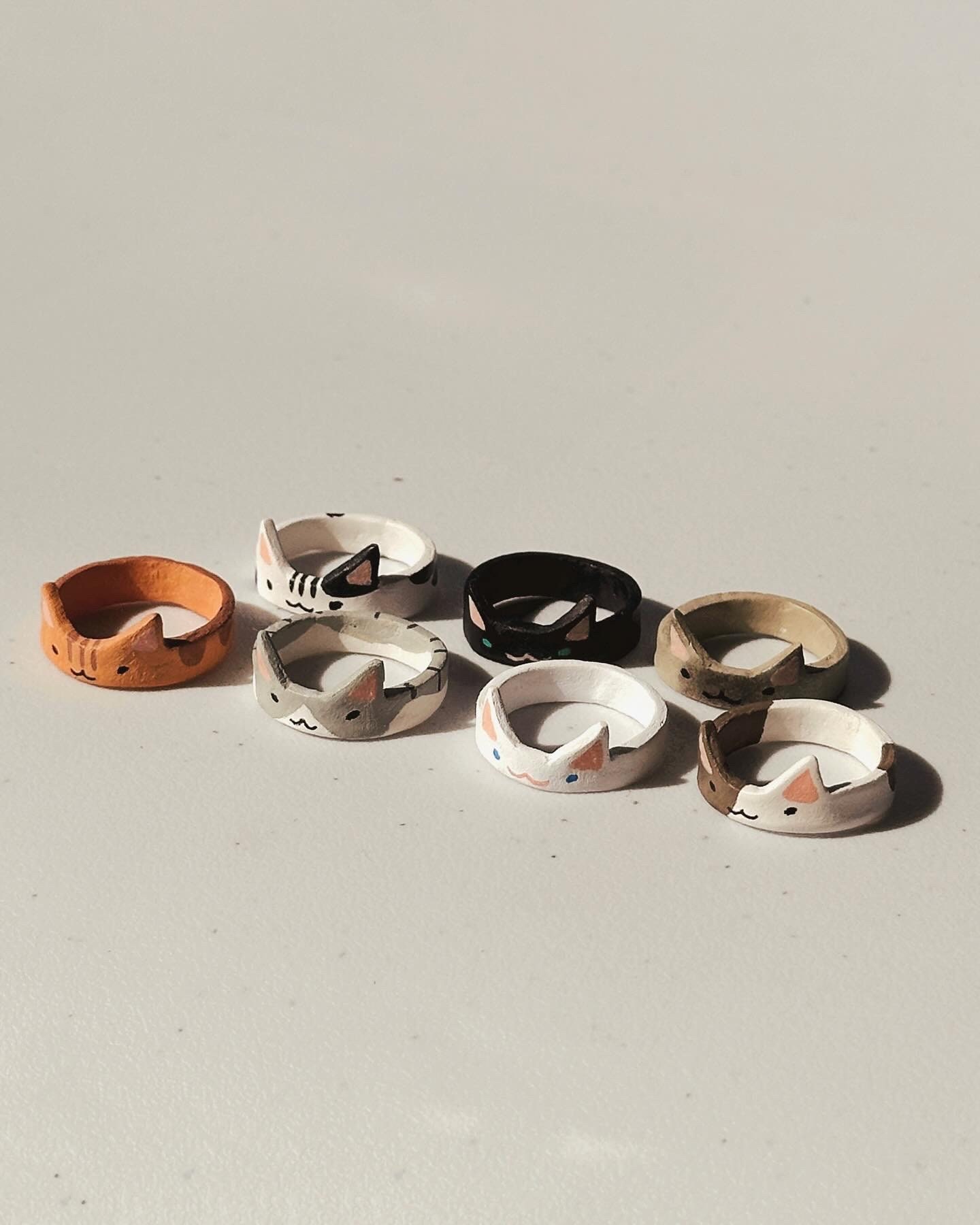 HANDMADE Cat Rings, Kitten Rings, Clay Rings, Cat, Animals, Cute, Cat Jewelry, Cat Lover Gifts ...