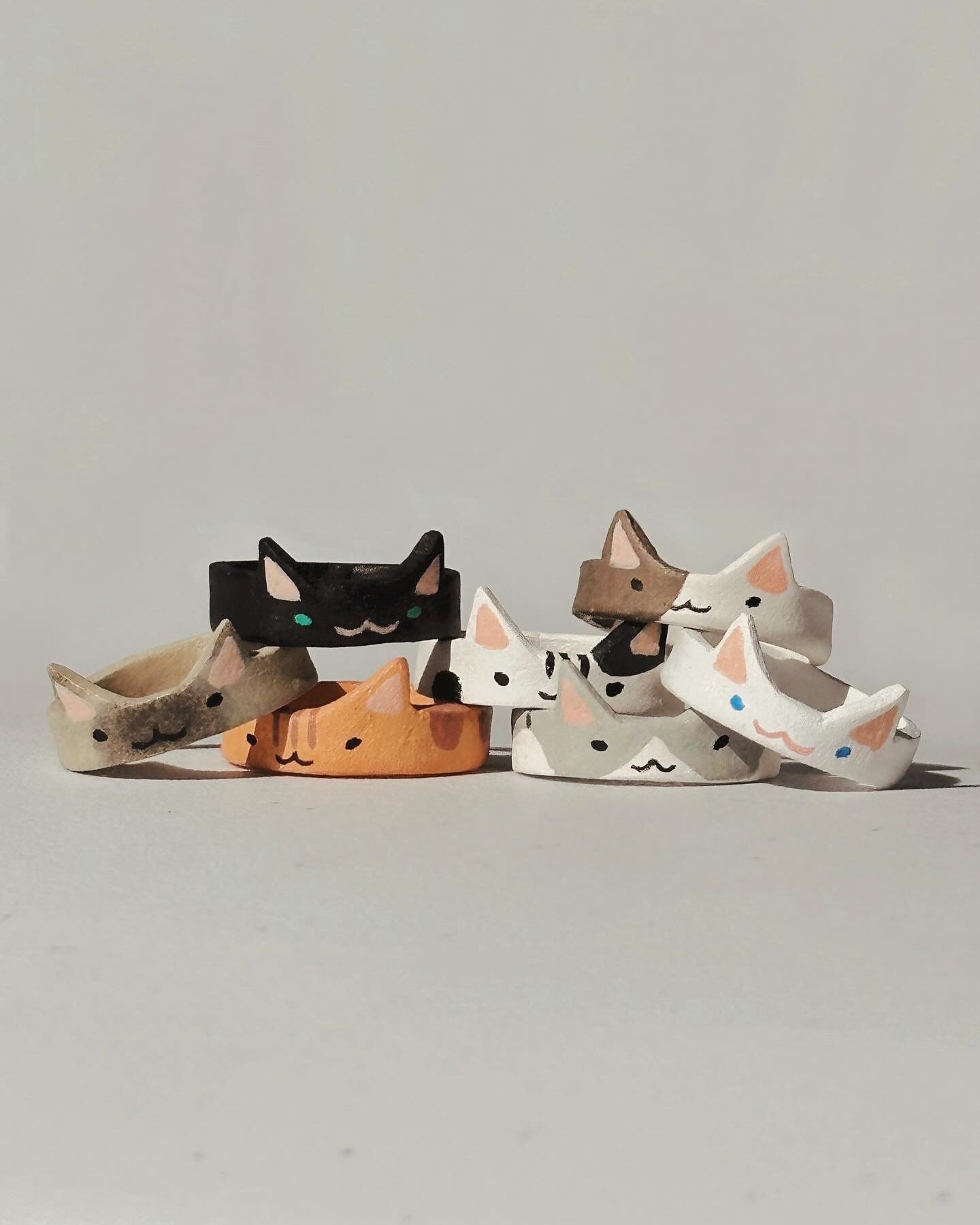 HANDMADE Cat Rings, Kitten Rings, Clay Rings, Cat, Animals, Cute, Cat ...
