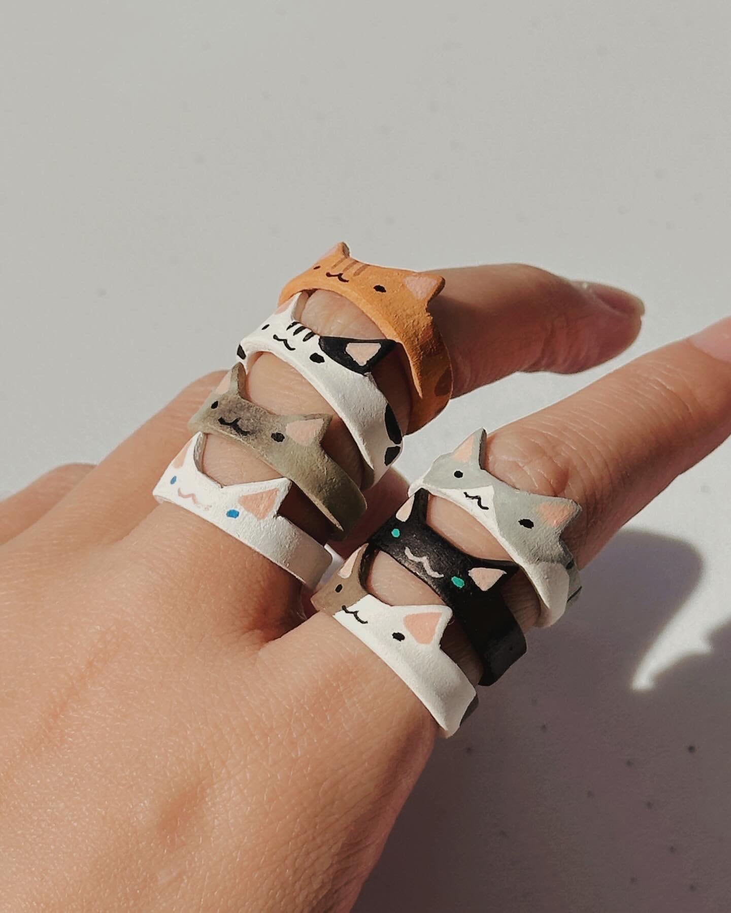 HANDMADE Cat Rings, Kitten Rings, Clay Rings, Cat, Animals, Cute, Cat Jewelry, Cat Lover Gifts ...