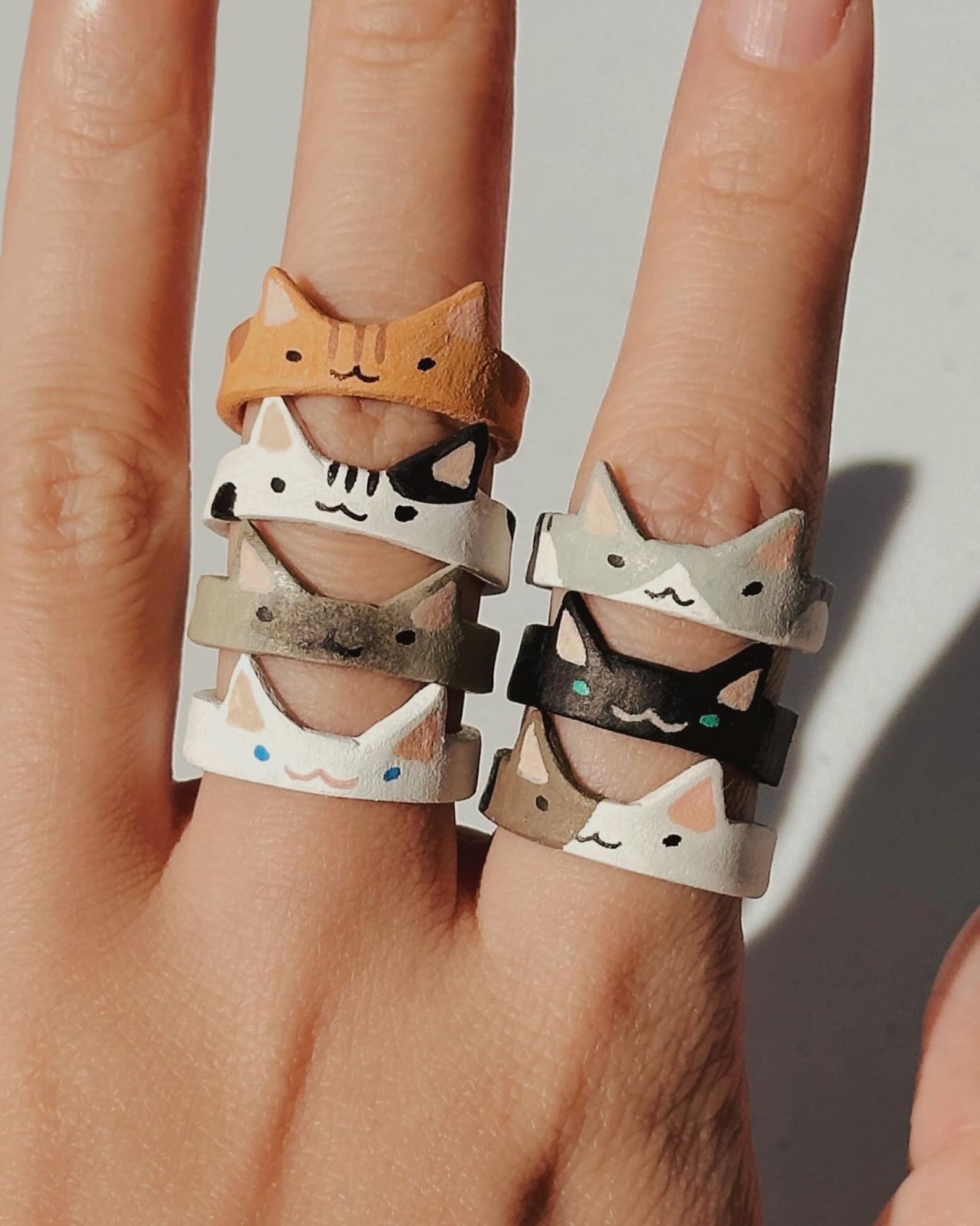 HANDMADE Cat Rings, Kitten Rings, Clay Rings, Cat, Animals, Cute, Cat ...