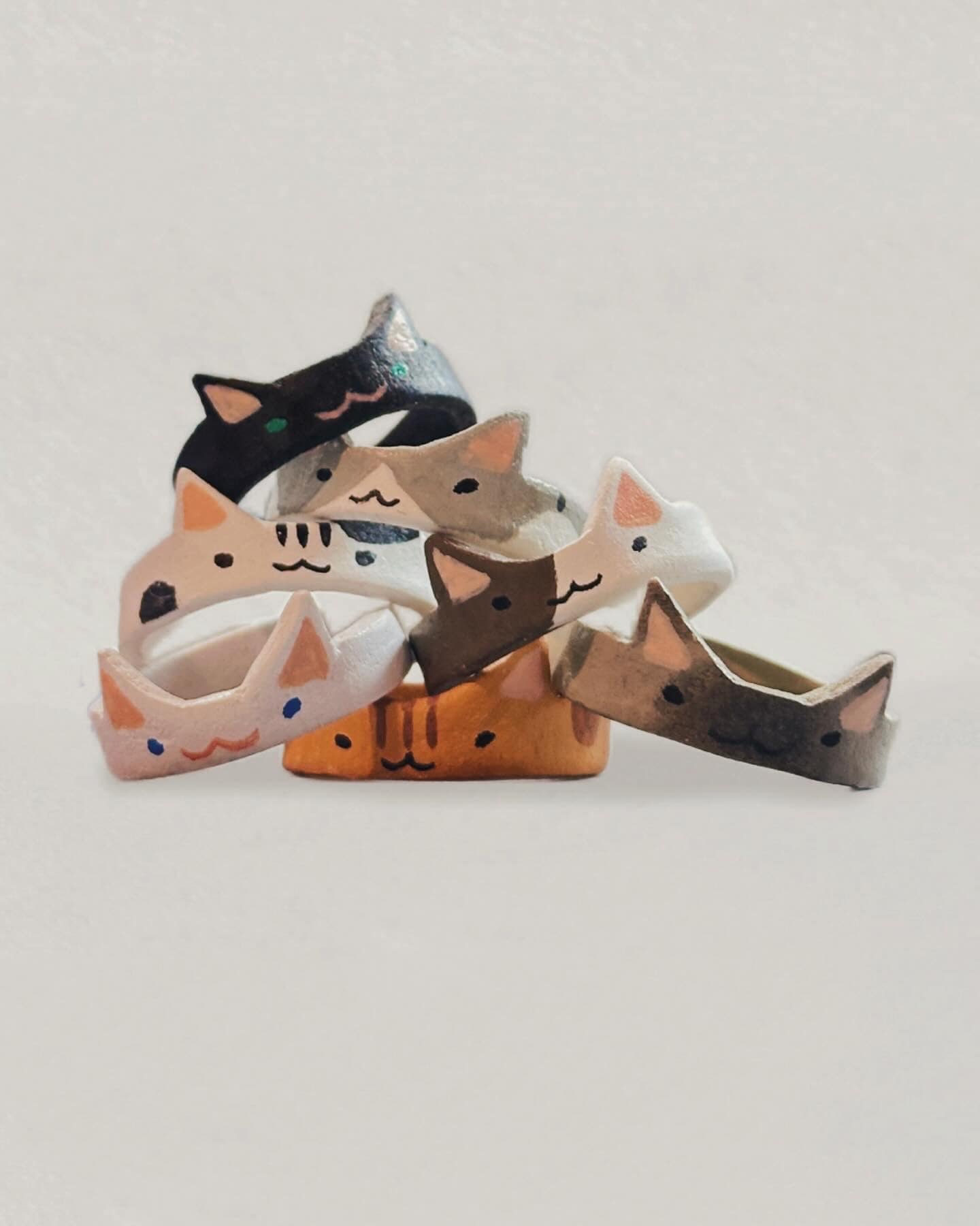 HANDMADE Cat Rings, Kitten Rings, Clay Rings, Cat, Animals, Cute, Cat ...