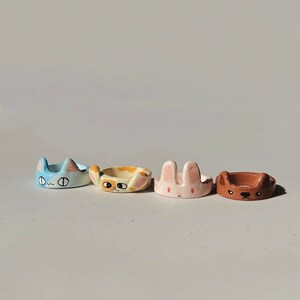 HANDMADE Animal Clay Rings, Cat, Dog, Bunny, Bear, Animals, Cute ...